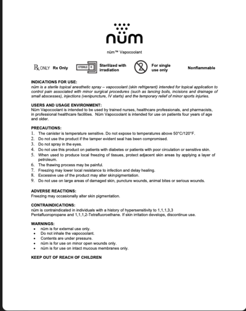 num vapocoolant - Medical Dynamics, Inc.